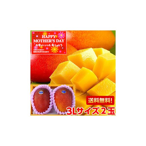 ●商品内容：宮崎産完熟マンゴー秀品３Ｌサイズ 450g以上×２玉母の日メッセージカード・化粧箱入り●配送について：ヤマト・ゆうパック冷蔵便●送料について：送料無料北海道・沖縄・一部離島1,000円●配送期間母の日ギフト・・・5月7日〜5月1...