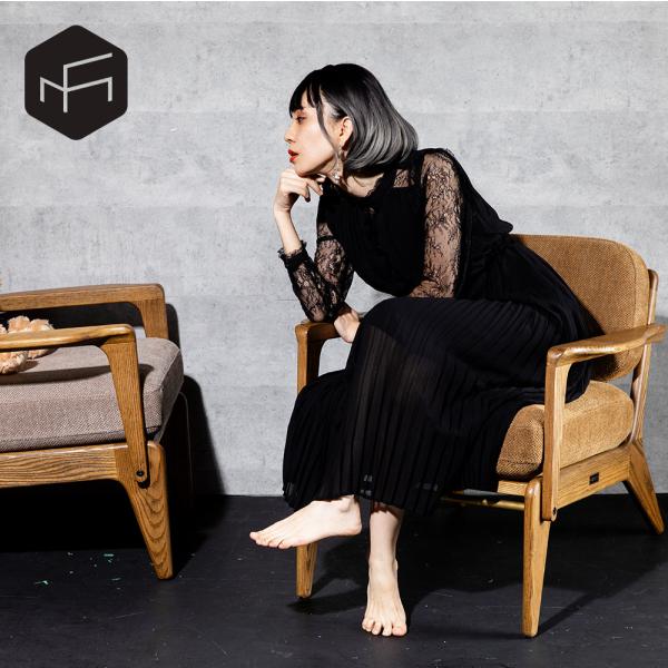 完成品（クッションのみお客様取付）-----------------TerreEasy Chair / Musou Furniture- SizeW80 D83 H67（cm）座面高 / 43cm- ColorGrage / Oak Bro...
