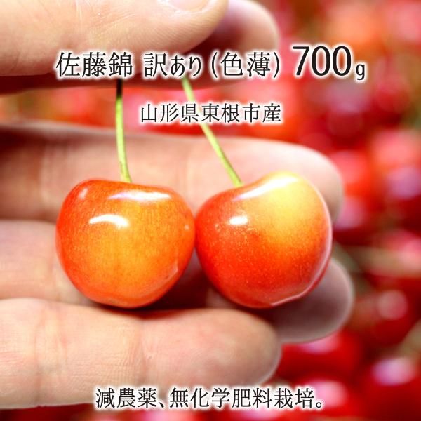 ※スマホのお客様、下記[もっと見る]より詳細ご覧下さい。■ 名称 ： さくらんぼ 佐藤錦 訳あり(色薄・ムラ・双子)■ 内容量 ： 700g■ 生産者 ： 土田果樹園■ 生産地 ： 山形県東根市■ 保存方法 ： 常温保存、風通し良い冷涼な場...