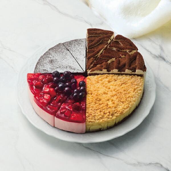 【ご予約は12/12(金) 15時まで】人気のフレーバー4種（ガトーショコラ、チーズケーキ、ティラミストルテ、ベリームース）が1度に楽しめるアソートケーキです。【ご予約は12/12(金) 15時まで】●商品詳細：6号(4種×3個)（直径約1...