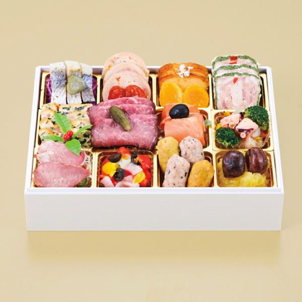 【ご予約は12/15(火) 15時まで】 ワインにも合う洋風食材を盛り込んだビストロおせち彩り豊かな厳選商材を23品詰め込んだ少人数向けおせちです。●特定原材料：小麦、かに、卵、乳成分、えび、りんご、牛肉、さけ、大豆、豚肉、鶏肉、ゼラチン●...