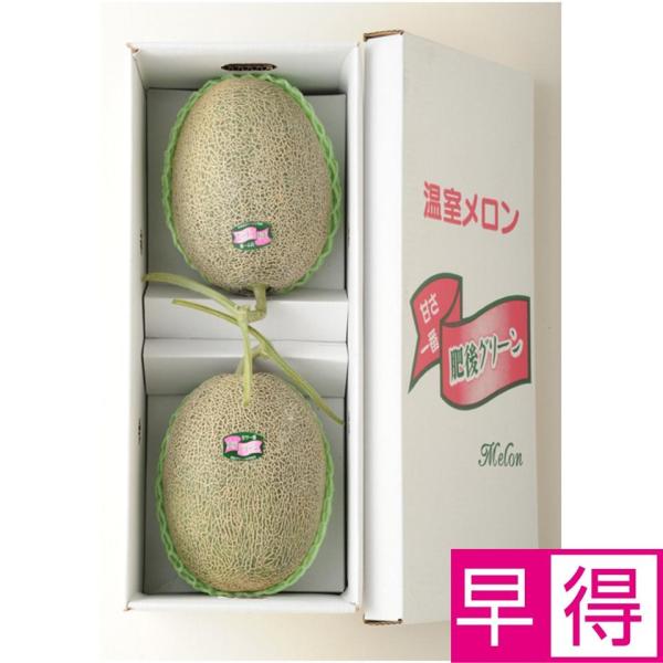【早得予約は4/13(月) 15時まで】※早得期間終了後は、本体価格5,5000円(税込5,940円)となります。熊本県を代表するメロン「肥後グリーン」。高糖度で肉厚の上品な味をお楽しみください。●商品詳細Ｌサイズ、２個（１個１．５ｋｇ以上...