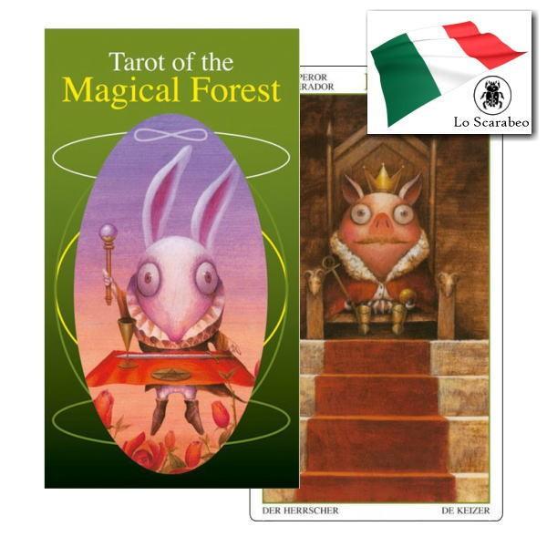 　魔法の森とそこに住む魅力的な生き物たちをテーマに描かれたタロットカードです。カードは大アルカナ22枚と小アルカナ56枚の計78枚で、標準的なタロットカードです。カードの周囲には英伊西仏独の5ヶ国語で名称が記されており、5ヶ国語のオリジナル...