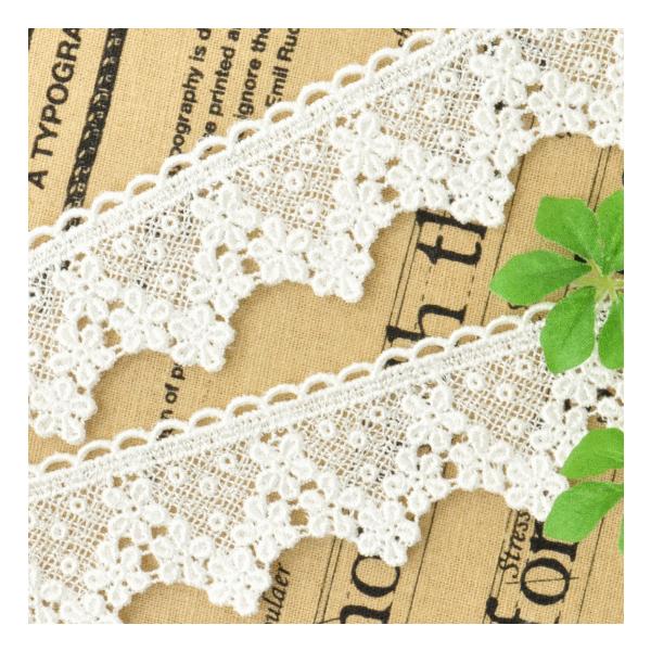 〜国産 ケミカルレース〜幅 約３．５ｃｍ 長さ４．５ｍ＃ゆうパケット6点可国内のレース工場で生産された上質でおしゃれなレースです。お洋服やカルトナージュの装飾に。