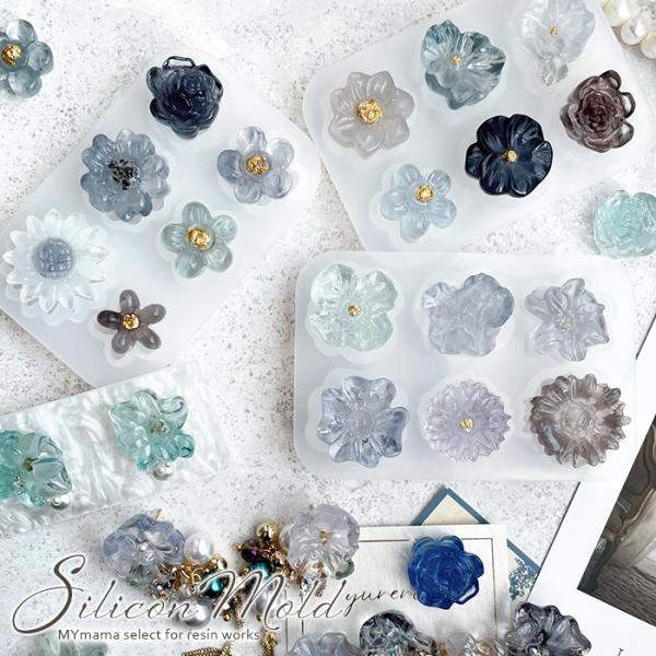 立体 お花のカボションシリコンモールド 全3種 #ゆうパケ27点可お花のカボションができるシリコンモールド。花びらの立体感や細かな模様までしっかり表現。透明レジンでも美しく仕上がります。大人っぽい雰囲気からお子さまが使えるデザインまで自由に...