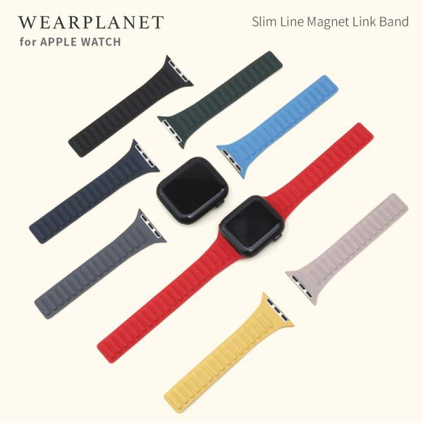 WEARPLANET アップルウォッチバンド Slim Line マグネットリンクバンド 交換バンドfor Apple Watch 49mm, 46/45/44/42/41/40/38mm (Ultra2/1,Series10-1,SE) ...