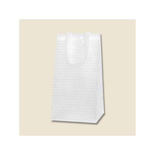【商品概要】フィルム材質が厚み0.1mmの手提げポリ袋です。「プラスチック製買物袋有料化制度」の対象外とすることが可能で、本体1枚1枚に厚みのある丈夫な袋であることを明記しています。マチが広く持ち手が長いので、フラワーアレンジメントや洋菓子...