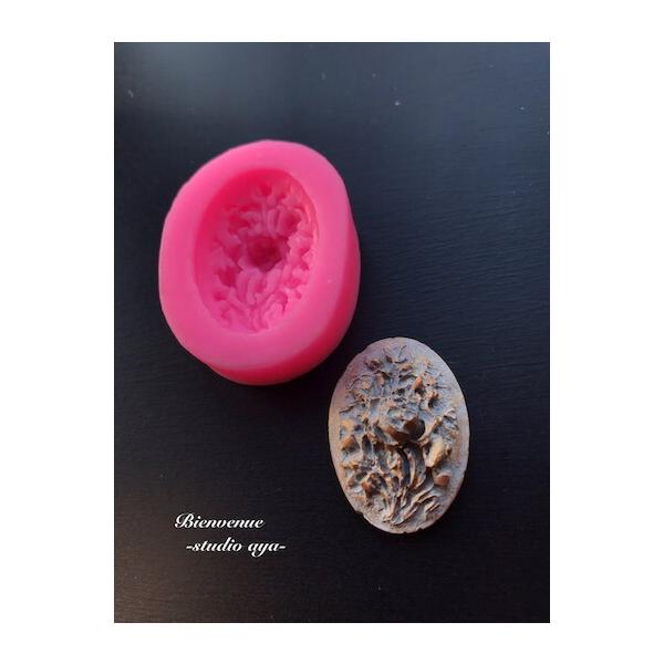 シリコンモールド 花 植物 ブローチ カメオ アロマワックスサシェ サシェ 装飾 アロマストーン 石膏 レジン ハンドメイド クラフト用品