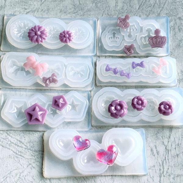 シリコンモールド アクセサリー パーツ バレッタ ハート 花 星 リボン 王冠 ネイル レジン 石膏 キャンドル ハンドメイド