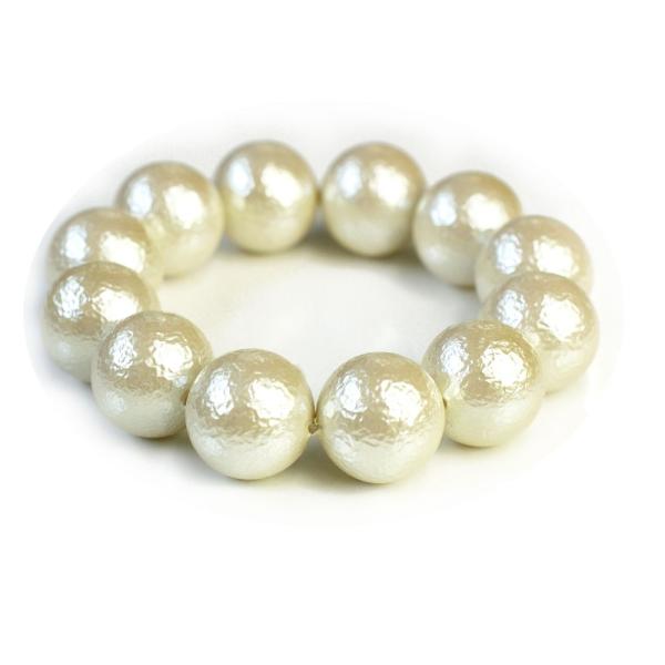 ■シュリンクパール　シンプル ブレスレット　16mm表面に凹凸があり、軽くて固いシュリンクパール 16mmの大きめのサイズのシュリンクパールは腕周りを細く見せてくれます■シュリンクパール 16mm■ブレスレットサイズ（内周）約14cm〜約1...