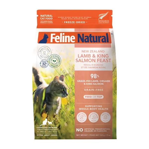 低コレステロールでヘルシーな「ラム」とアスタキサンチンや、オメガ3（EPA・DHA）が豊富な「サーモン」。ニュージーランドを代表する”山と海の恵み"が詰まっています。商品サイズ100g→水で戻した時の量400g☆商品特長本来肉食の猫の体に合...