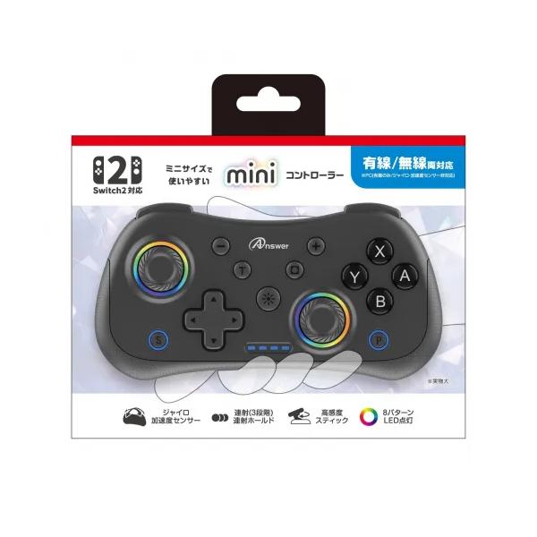 Switch・Switch2に対応した有線・無線対応のミニコントローラー！※PC 有線のみ対応 連射・連射ホールドやジャイロ・加速度センサー・RGB点灯搭載で多機能！●有線・無線接続可能でSwitch・Switch2やPC（有線接続のみ）に...