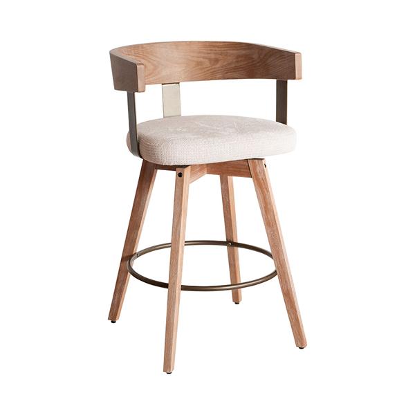 木目が美しい曲げ木フレームが特徴のスタイリッシュなバーチェア『Satio（サティオ）』。ゆったり座れる座面設計とリラックスできる背もたれ付きで快適。足置きと360度回転で立ち座りもラクラクです。カラーはホワイト×グレー、ナチュラル×アイボリ...