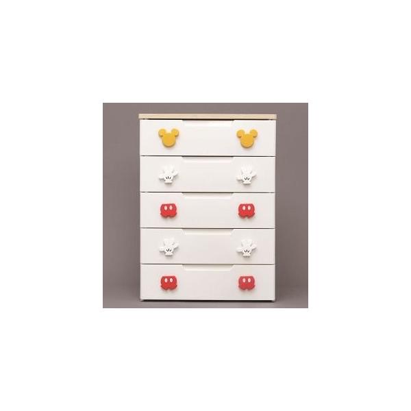 ミッキーをモチーフにした可愛らしい取っ手のキャラクターチェストです。引出しには開閉がスムーズな金属スライドレールを採用しています。●商品サイズ（cm）：幅約73×奥行約43×高さ約100●重量(約)：16.8kg●耐荷重（約)：天板：10k...