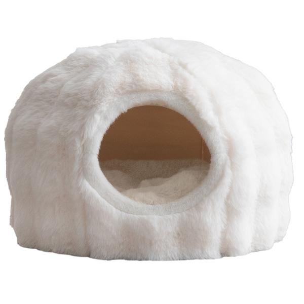 ふわとろなマイクロファイバー生地の可愛いドーム型ペットベッド『Foure（フール）』。狭くて落ち着くドームの中にはリバーシブルクッション付き。猫はもちろん小型犬もお使いいただけます。また、上部を潰せばベッド型にもなります。カラーはホワイト、...