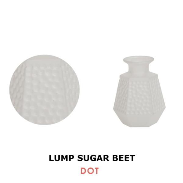 手触りが角砂糖の断面のようなフロストのフラワーベース。”LUMP SUGAR”に新しいシリーズが登場！こちらはこぶりなサイズ感がかわいらしい”BEET（ビート）”LUMP SUGARの子供のような印象で飾る花にあわせてサイズの展開がおすすめ...