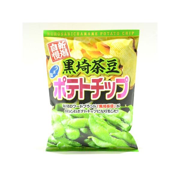 内容量：120g賞味期限：約2ヶ月原材料：馬鈴薯(遺伝子組み換えではない)、食物油、食塩、粉末大豆たん白(大豆を含む)、麦芽糖、砂糖、酵母エキスパウダー、黒崎茶豆パウダー(大豆を含む)調味料(アミノ酸等)、香料、クチナシ色素、微粒二酸化ケイ...