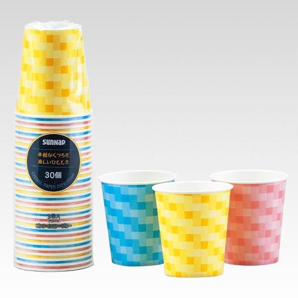 ＜仕様＞○入り数：30個○カラー：3色入アソート(ピンク・イエロー・ブルー)○本体サイズ：205ml、口径7.3×高さ8cm