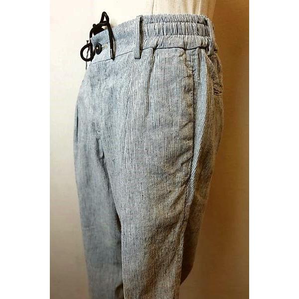 メンズファッション　ブランド「BRO SHIP　綿麻ストレッチイージーパンツ」モードとスポーツの融合、新進気鋭イタリアセレクトブランド「BRO SHIP ブロシップ」。伸縮性のある綿麻ストレッチ生地使用、インタックで渡り幅ゆったり膝下細め流...