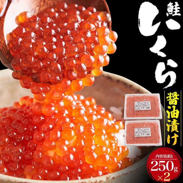 いくら醤油漬け（チャム） 約250g×2 北海道加工の醤油漬け鮭いくらをお届けします。粒からプチっと弾ける濃厚な味わいをお楽しみください。白鮭は通称「チャム」と呼ばれており鮭類の中でも粒が大きく、鱒いくらに満足できない方におすすめです。1パ...