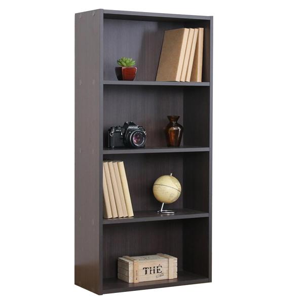 不二貿易 リビング収納 本棚 4段 幅41.8×奥行18.5×高さ89cm ダークブラウン BDラック カラーボックス 組立商品 81398