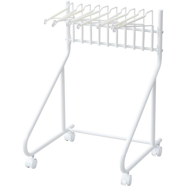 　山善　 スラックスハンガー キャスター付き 10本 出し入れカンタン すべりにくい 選びやすい 幅45.5×奥行43.5×高さ66.5cm スラック