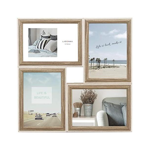 ウッディーライクな大人気シリーズに、おしゃれな4面タイプが登場！ぷっくりしたフレームバーが、シンプルながらもおしゃれな雰囲気を演出します。【商品仕様】サイズ：外寸/256×256mm、内寸/90×128mm×4コ、窓寸/83×121mm×4...