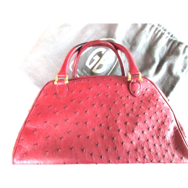 【BORRI GIOVANNI Par LACCIO】ミラノ ボッリジョバンニ オーストリッチ ハンドバック イタリア製 超高級品(^^)Made In Italy《材　質》　オーストリッチ（ワインレッド系色）《サイズ》　長さ約３０．５×２...