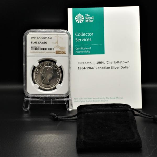 1964 Elizabeth ii Charlottetown Centenary Silver Dollar NGC PL65発行年：1964年発行国：カナダ額面：＄１材質：シルバーグレード：PL 65 CAMEO鑑定枚数：143枚鑑定機...