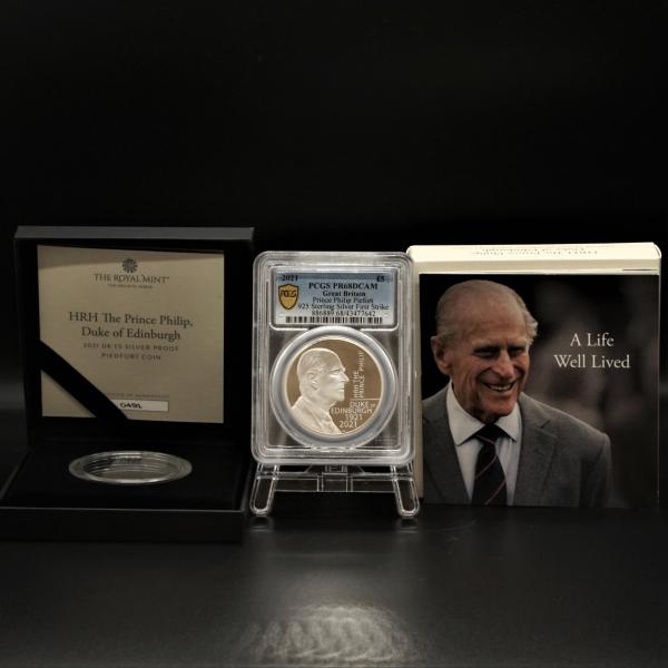 2021 HRH The Prince Philip Duke of Edinburgh Silver Proof Coinエリザベス女王の夫のエディンバラ公爵 フィリップ王配の功績を称え2021年にイギリスから発行さたコインです。プルーフ...
