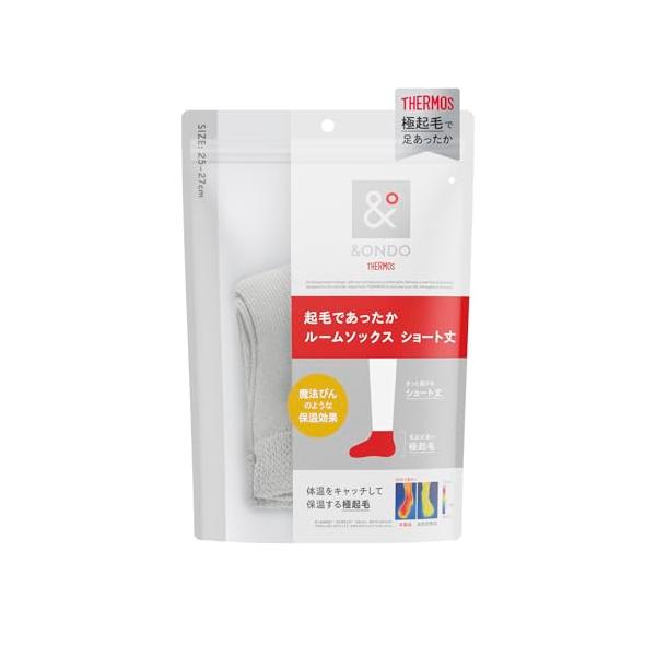 ショート丈グレー/25.0-27.0 cm/AL-C502B GY・Color:グレーSize:25.0-27.0 cmStyle:ショート丈・パッケージ個数:1・[&amp;ONDO アンドオンド] 様々に変化する温度を、セルフケアをする...