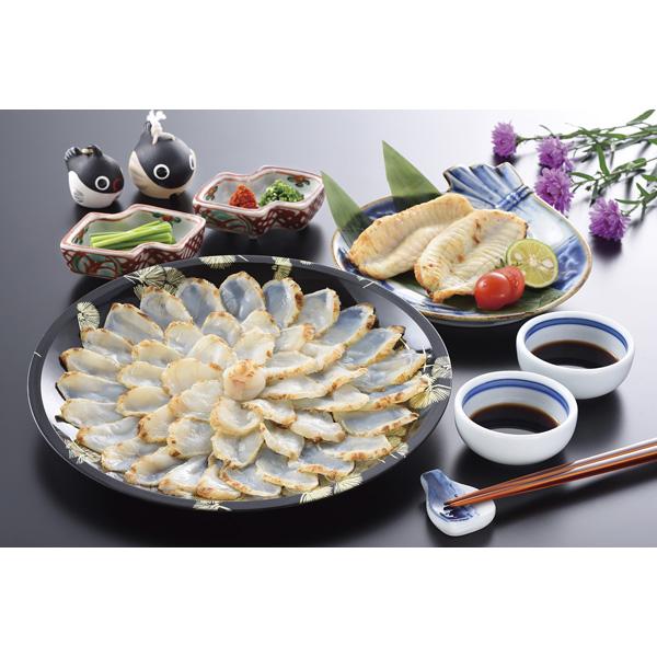 国産の天然真ふくを2種類のお料理で。表面をこんがりと灸リ、お刺身のように丁寧にひいてお皿に盛りつけた灸り剌し。食塩だけで味付けした歯応え豊かな一汐。お手軽にふくの美味しさをお楽しみいただけます。※お届けまでに1週間から１０日前後かかります※...