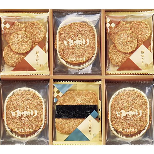 磯の香りただよう銘菓、それぞれに際立つ個性。坂角総本舖ならではの味わい、バラエティ豊かなセット。【セット内容】ゆかり×１２枚、姫ゆかり×６袋、海老焼のり×４枚【賞味期限】常温60日【特定原材料等】小麦・乳・えび