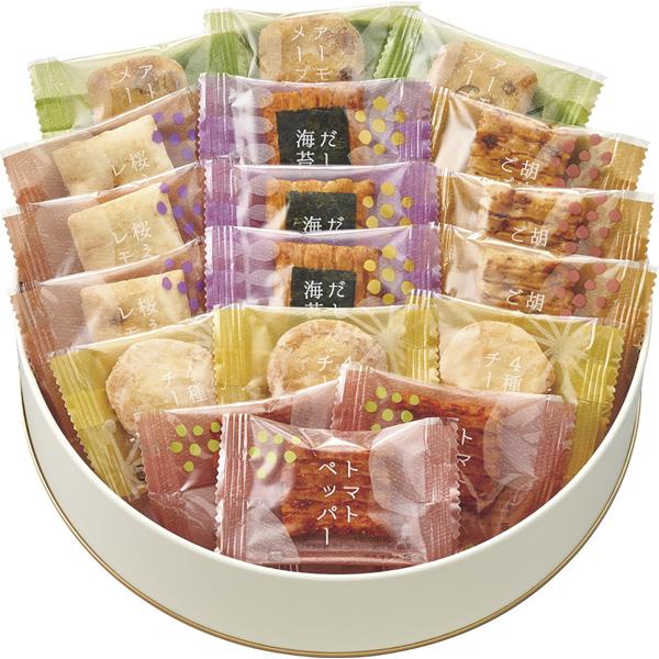 素材と素材を組み合わせて創られた、みんなで気軽に手を伸ばせるプティなおかき。【セット内容】煎餅・おかき詰合せ、６種類、合計４８袋【賞味期限】常温120日【特定原材料等】小麦・乳・えび