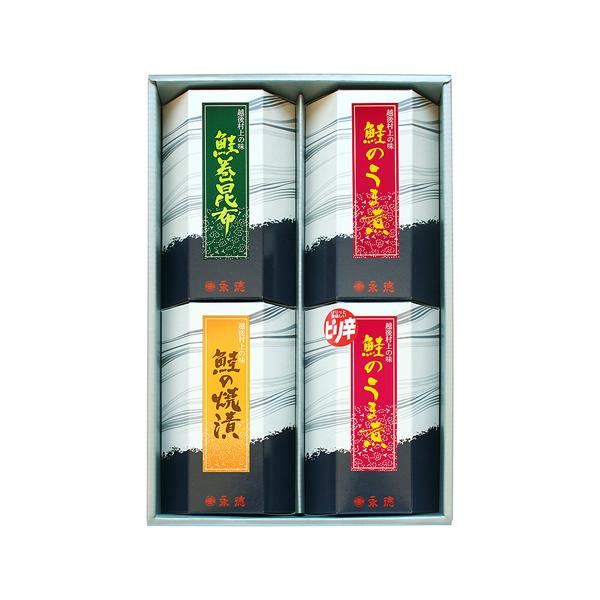 鮭を使った新潟村上の郷土料理を詰め合わせにしました。深みのある味わいをお楽しみください。鮭の焼漬、鮭巻昆布、鮭のうま煮、鮭のピリ辛うま煮の詰合せです。◆ 鮭の焼漬 2切■原材料：秋鮭(国産)、醤油、砂糖、みりん、日本酒、食塩、酵母エキス(一...