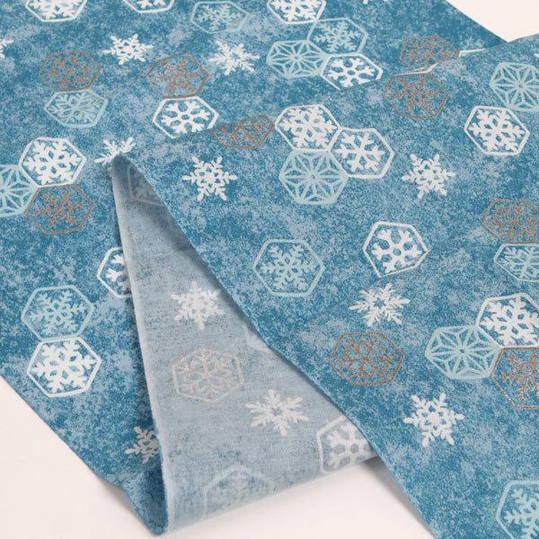 「捺染(なっせん)」技法とは、型を作ってその型の上から染料を刷り込んで染める技法のことをいいます。型を使用するため、注染染めに比べて細かな柄まで表現できるのが特徴です。捺染技法は片側だけの染め上がりで、表と裏のある手拭いに仕上がります。雪の...