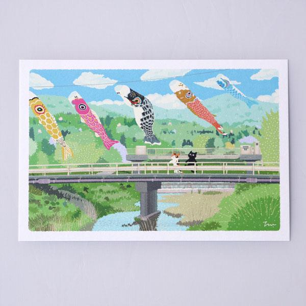 日本の四季の風景を旅している猫「たびねこ」の絵はがきです。<br>絵の中の猫達と一緒に、小さな旅を楽しみましょう。<br><br>