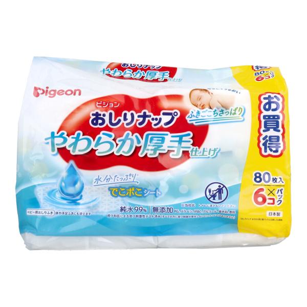 ピジョン独自のでこポこシートでうんち汚れをくぼみに取り込みすっきり落とすふんわりやさしい肌ざわり成分の99％以上が純水でできた化粧水配合PG/パラベン/IPBC(ブチルカルバミン酸ヨウ化プロピニル)/アルコール/着色料/香料は不使用です体や...