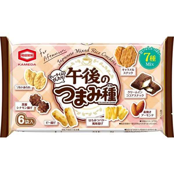■商品説明つまみ種からおやつ時間のおともにぴったりな、コーヒーや紅茶にも合う「午後のつまみ種」が登場。他のミックス米菓では味わえない、新しい素材との出会いをお楽しみください。■原材料うるち米（中国産、米国産、国産）、植物油脂、米粉（うるち米...