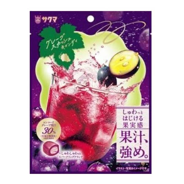 ■商品説明しゅわっとはじける果実感！ 果汁強めなグレープスカッシュキャンディ 果汁をたっぷり使用したグレープスカッシュキャンディでしゅわしゅわ食感のスパークリングクランチを包んだ、ジューシーで爽やかなスカッシュの味わいが楽しめるキャンディ。...