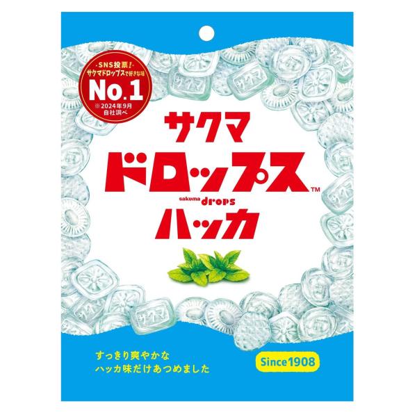 ■商品説明SNSで人気１のハッカ味だけが入ったサクマドロップス。すっきりさわやかなサクマドロップスのハッカ味だけを楽しめるハッカファン待望の商品が登場！弊社公式Xにて１番好きなドロップスの味のアンケートを実施。アンケートを集計した結果、「ハ...