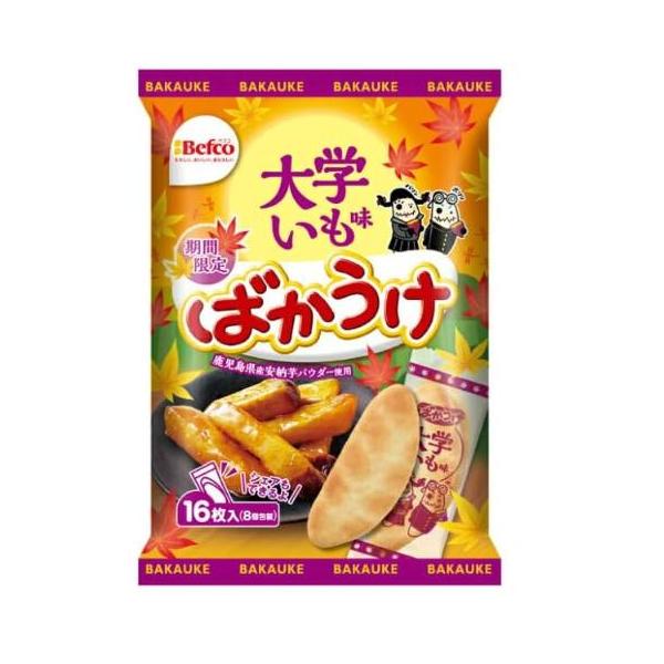 ■商品説明●蜜の甘さとしょうゆが合わさった甘じょっぱい大学いも味の秋限定ばかうけです♪●蜜芋とも名高い”鹿児島県産安納芋パウダー”を使用。●小分けにも便利な個包装タイプです。■原材料米粉（うるち米（豪州産、米国産、国産））、うるち米（米国産...