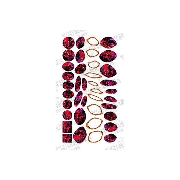 ダイクロガラスをモチーフに手描きで作成しました。「瑠璃玉」は美しい深い海のような青さ、「紅桜」は妖艶な夜桜をイメージ。トップジェルを塗ると、奥行き感と鮮やかで美しい色合いが生まれます。ポイント使いに、パーツに、幅広く使用していただけます。品...