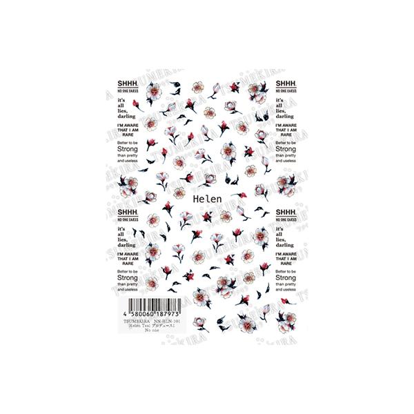 手書きで描いたお花です。サロンワークでよく描く繊細なお花アートをシールにしました。お花と英文字を組み合わせて エレガントでクールな雰囲気に仕上げる事ができます。アレンジ次第で何パターンも楽しめます。サイズ:120mm×88mm