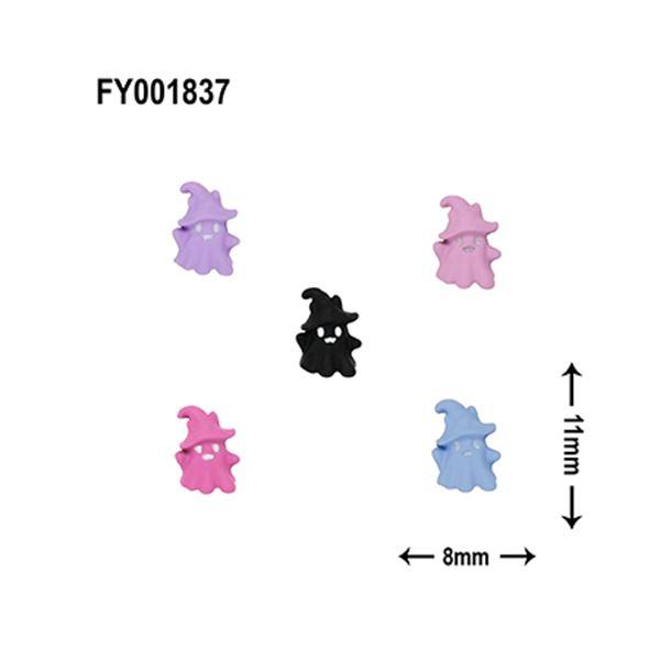 ＦＹ００１８３７絵本の中から飛び出してきたようなカラフルでかわいいおばけたちをアソートに。砂糖菓子のようなフォルムと質感で楽しいハロウィンネイルにマッチします。各１Ｐ　計５Ｐ背面カーブあり縦１１ｍｍ×横９ｍｍ