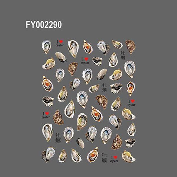 FY002290牡蠣好きのためのネイルシール。ぷっくり艶めくリアルな牡蠣モチーフに、「I （ハート）oyster」や「牡蠣」の文字をプラス。組み合わせ次第で、ユニークにもポップにも上品にも。指先に遊び心を添える、唯一無二のデザインです。牡蠣...