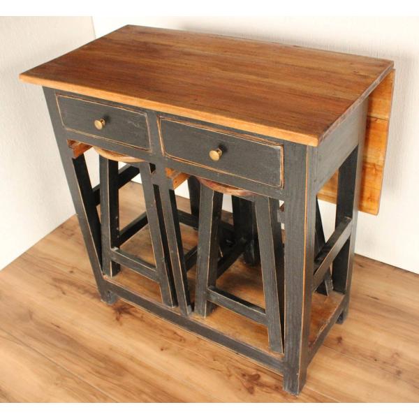 ●商品説明折りたたみテーブル&amp;スツール2セットです。インドネシアで使われていた舟や住宅、枕木などの古材をリペアしてつくられた家具です。新品にはない古材が持つ木の風合いがお部屋の雰囲気のアクセントに。誰とも被らないこだわりのインテリア...