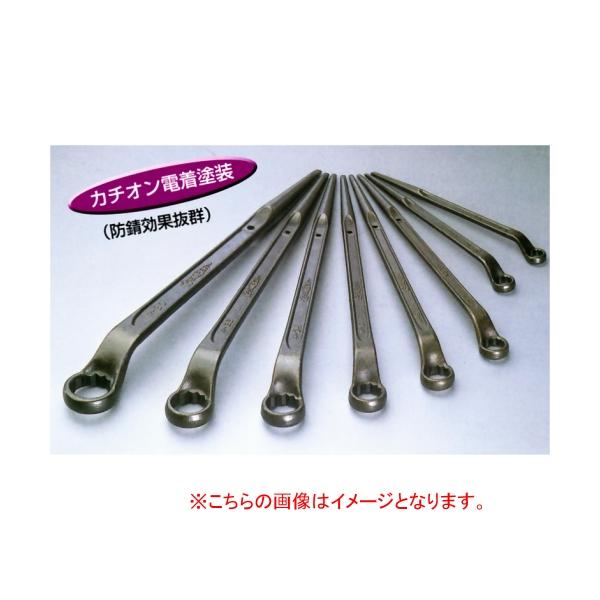 【メーカー】スーパーツール【品名】60度片口めがねレンチ(しの付) 【品番】KP35【特長】●柄部断面はIビーム構造の鍛造品で堅牢●しの部は、ボルトの穴に合せに最適な円錐形状●首部は、隣接ボルトやアングル・リブを超える60°の角度をつけ、長...