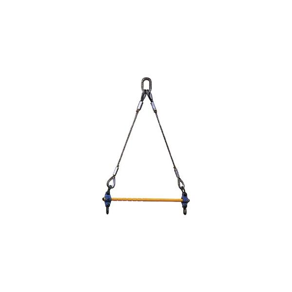 【メーカー】スーパーツール【品名】天秤(上部ワイヤロープ・リング付キャパ調整式)【品番】LSB2H【特長】●長尺ものの吊上げ作業及びバランス保持に、吊クランプとの併用により安全確保●吊上げ物の大きさ、長さにより450〜800mmの8段階調整式