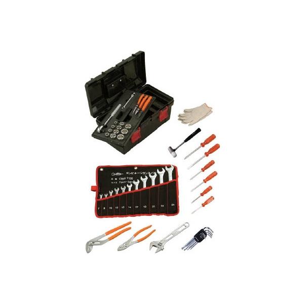 【メーカー】スーパーツール【品名】プロ用標準工具セット【品番】S6500N【特長】●機械・自動車・農機の整備に適した工具セット仕様●ケース色　ブラック●ケース寸法(mm)間口×奥行×高さ　445×240×206●セット内容(点)　48●差込...